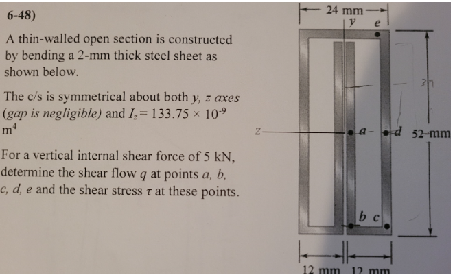 Solved A thin-walled open section is constructed by bending | Chegg.com