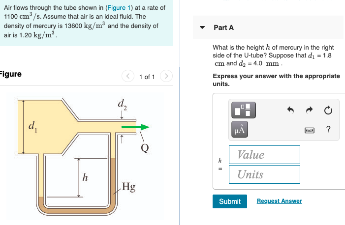 Solved Air flows through the tube shown in (Figure 1) at a | Chegg.com