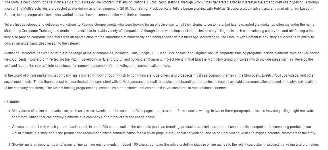 The Moth is best known for The Moth Radio Hour, a | Chegg.com