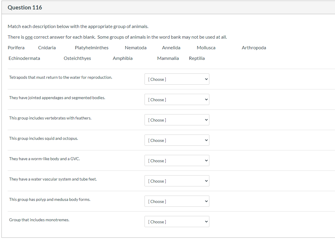 Solved Question 116 Match each description below with the | Chegg.com