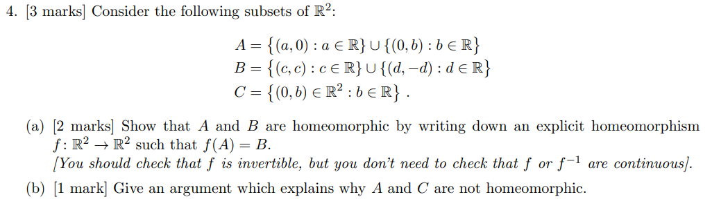 Solved 4. [3 marks] Consider the following subsets of R2: A | Chegg.com