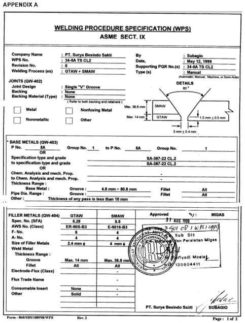 Welding specifications store