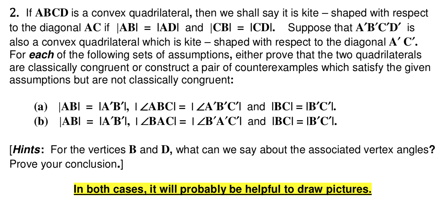 Solved 2. If ABCD is a convex quadrilateral, then we shall | Chegg.com