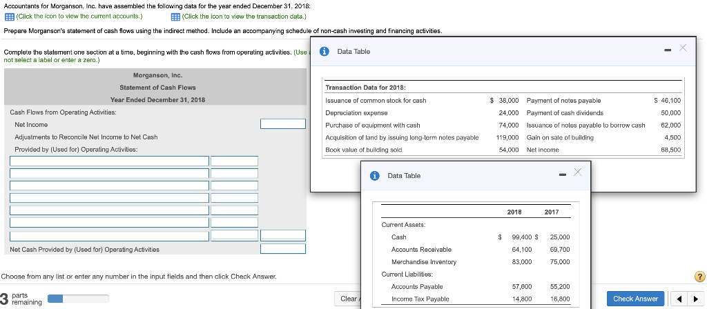 Solved Accountants for Morganson, Inc. have assembled the | Chegg.com