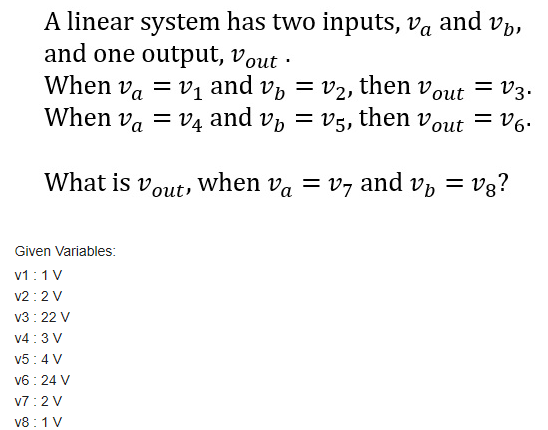 Solved and vb A linear system has two inputs, va and one | Chegg.com