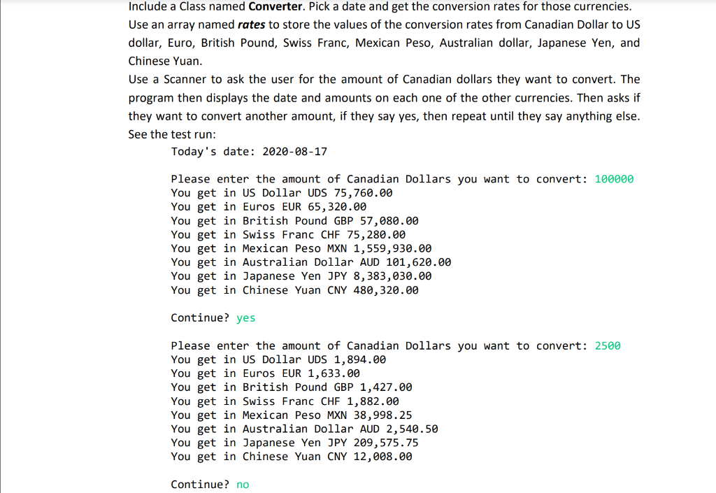 Solved Include a Class named Converter. Pick a date and get | Chegg.com