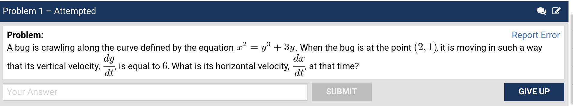Solved Problem 1 - Attempted Problem: Report Error A bug is | Chegg.com