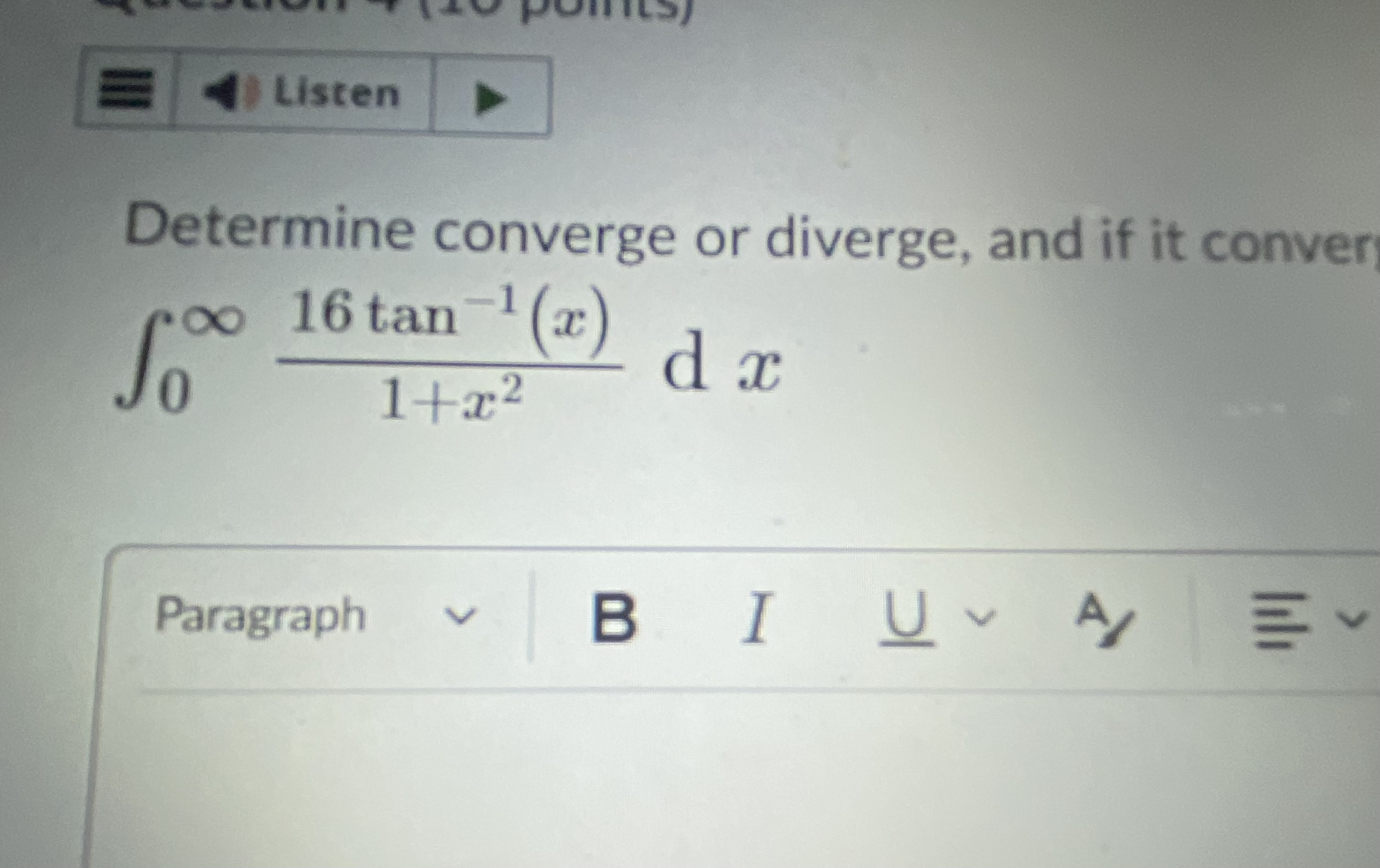 Solved Determine converge or diverge, and if it conver | Chegg.com