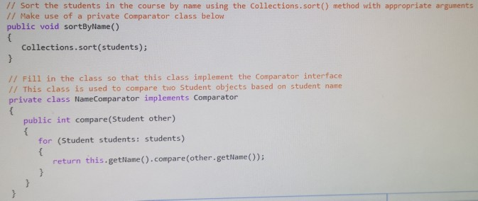 Solved public class Student implements Comparable private | Chegg.com