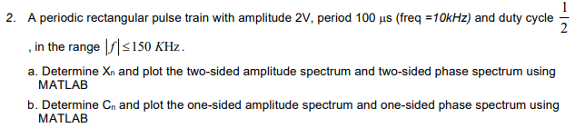 Solved 2. A periodic rectangular pulse train with amplitude | Chegg.com