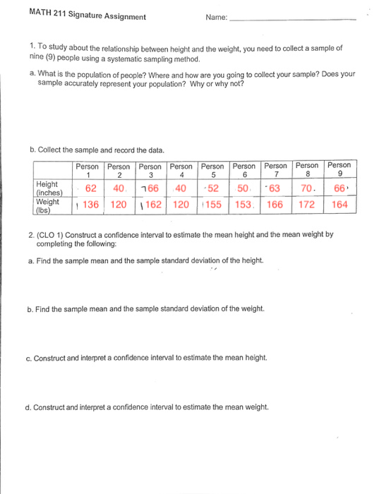 Solved MATH 211 Signature Assignment Name: 1. To study about | Chegg.com