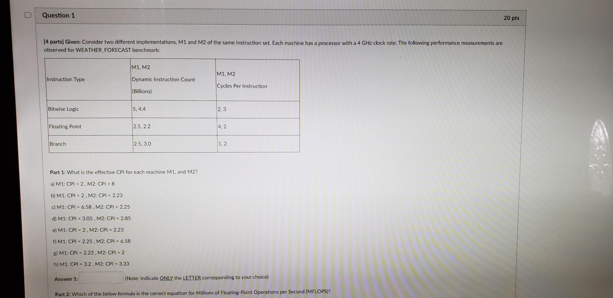 Solved Question 1 20 pts [4 parts) Given: Consider two | Chegg.com