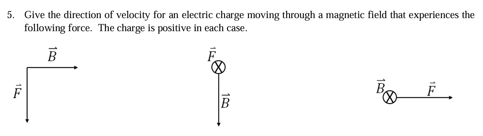 Solved Give the direction of velocity for an electric charge | Chegg.com