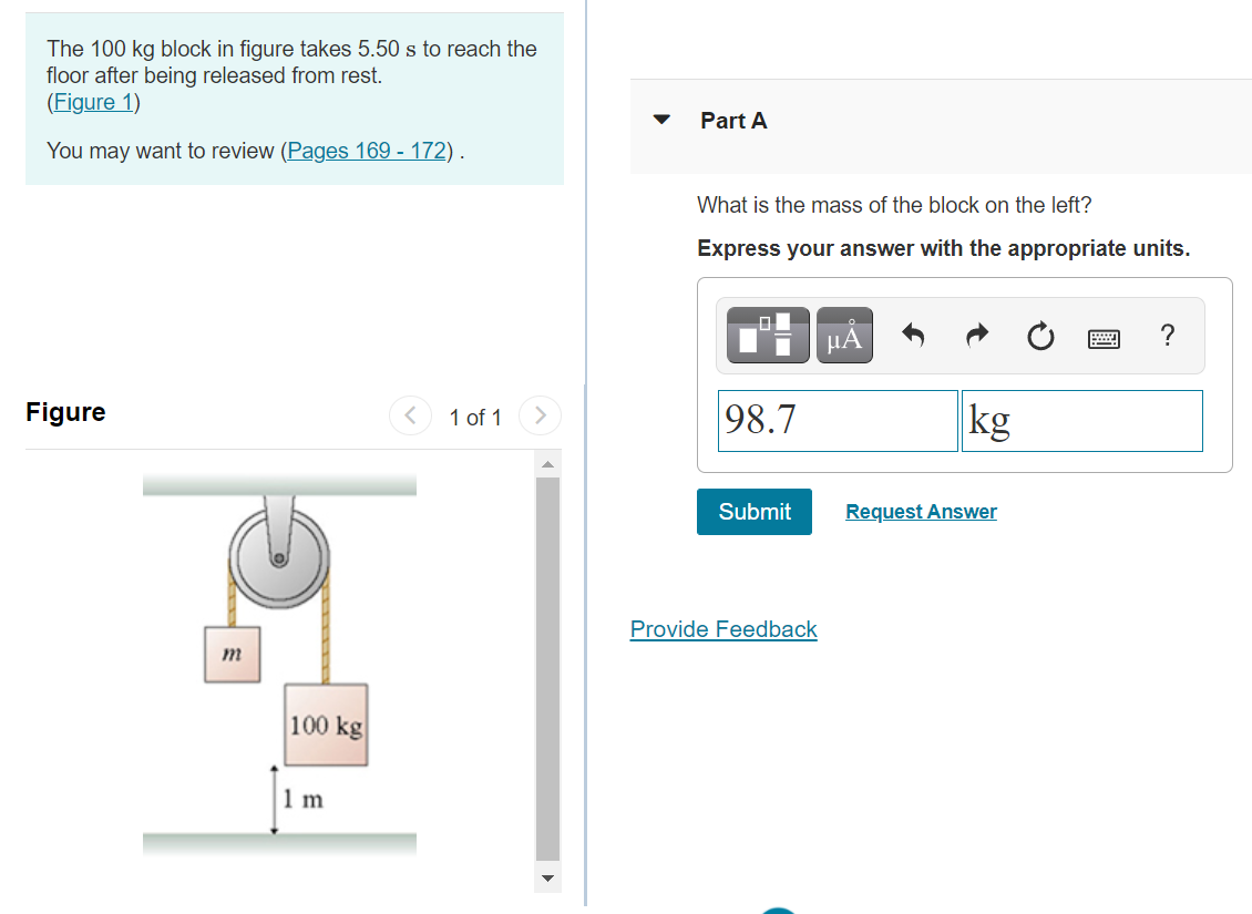 Solved The 100 kg block in figure takes 5.50 s to reach the | Chegg.com