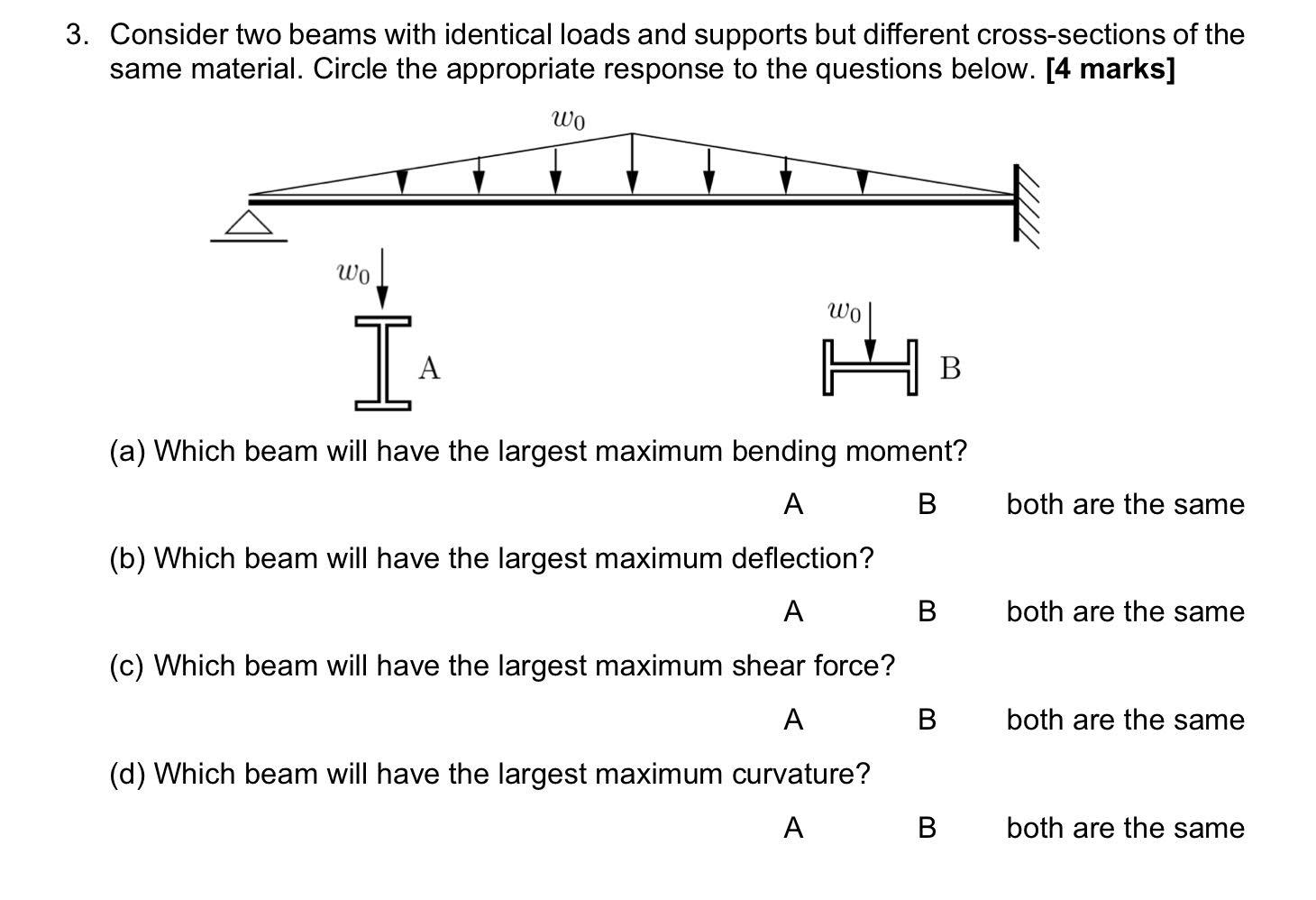 Solved 3. Consider two beams with identical loads and | Chegg.com