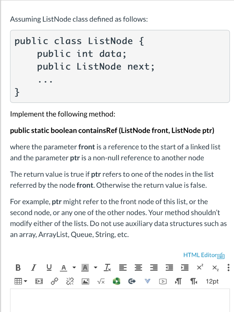 Solved Assuming ListNode class defined as follows: public | Chegg.com Solved Assuming ListNode class defined as follows: public | Chegg.com