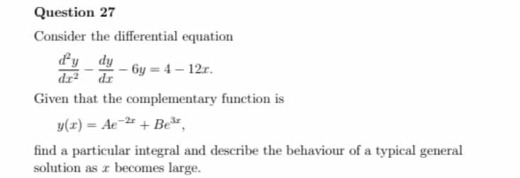 Solved Question 27 Consider the differential equation fy dy | Chegg.com