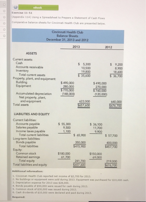 Solved eBook Exercise 11-51 O(Appendix 11A) Using a | Chegg.com