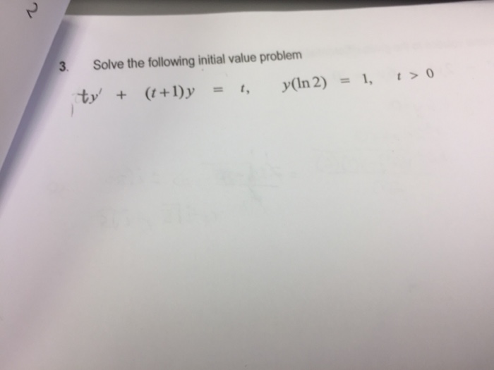 Solved Solve the following initial value problem ty' + (t + | Chegg.com