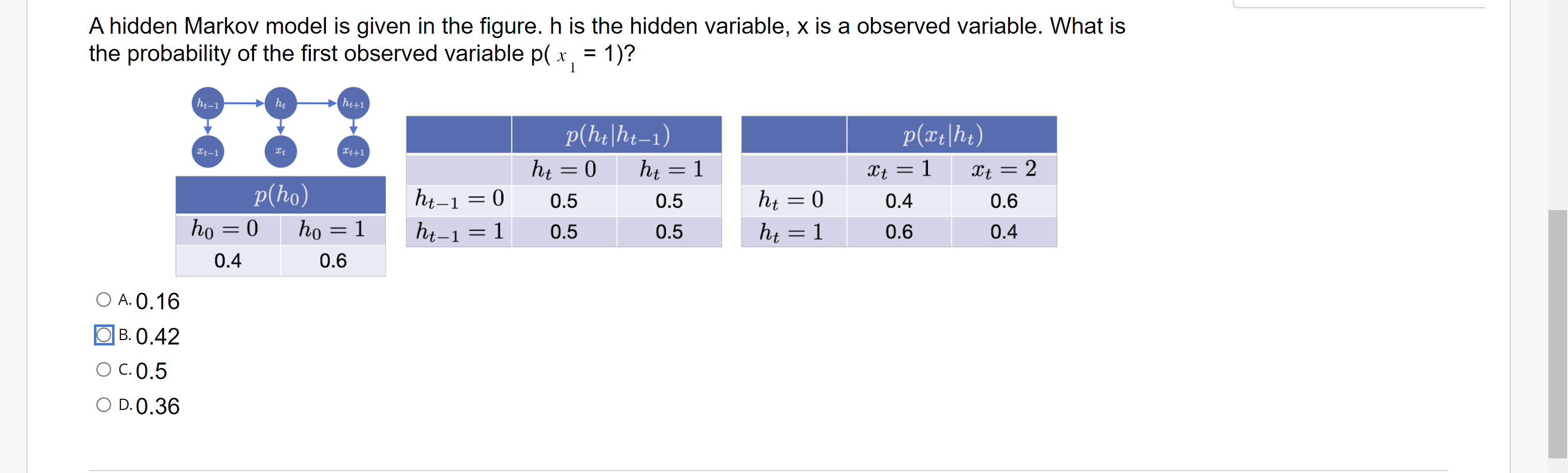 [Solved]: A hidden Markov model is given in the figure.