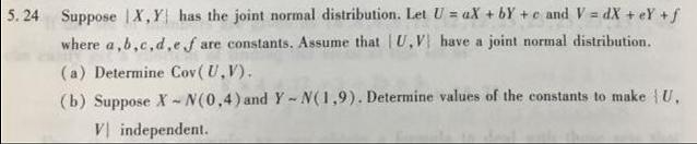 Solved 5.24 с Suppose X,Y has the joint normal distribution. | Chegg.com