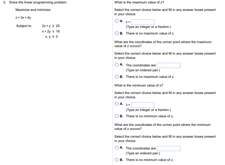 Solved 3. Solve the linear programming problem. What is the | Chegg.com