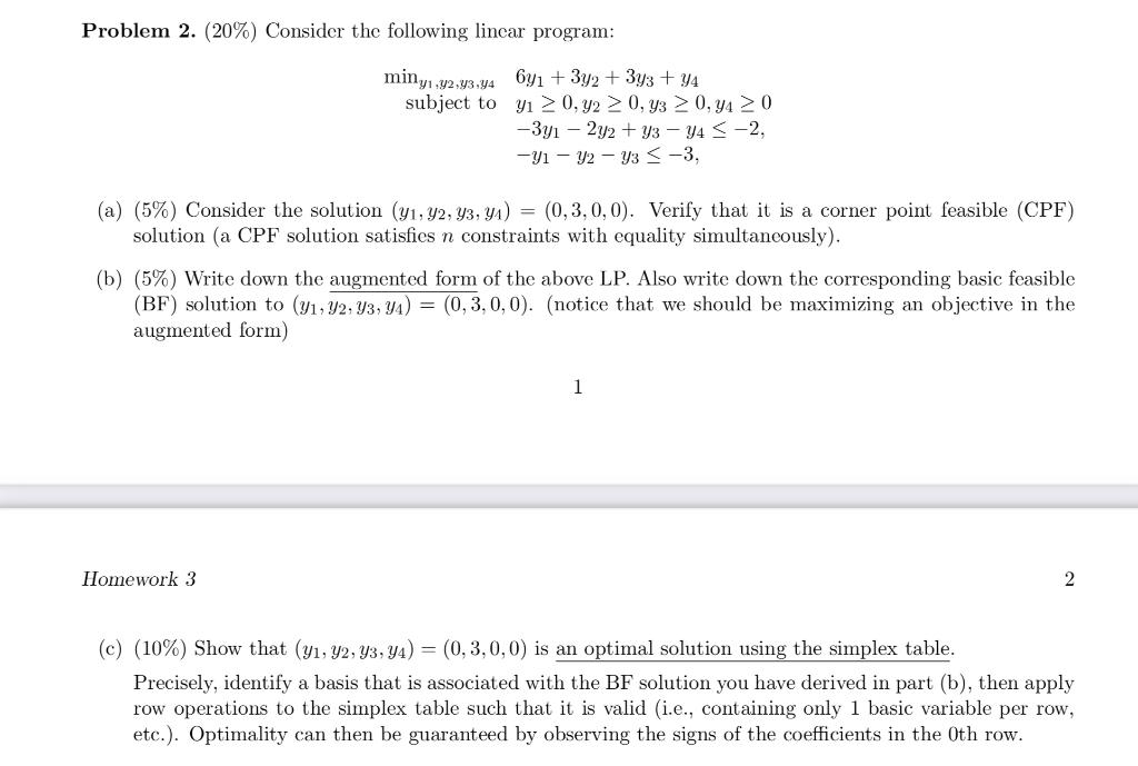 Solved Problem 2. (20%) Consider the following lincar | Chegg.com