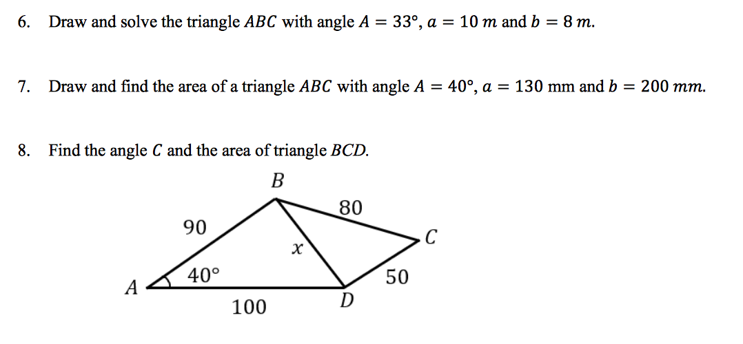 Solved 6. Draw and solve the triangle ABC with angle A = | Chegg.com