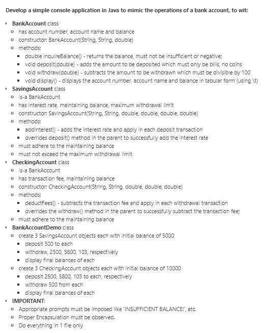 Solved Develop a simple console application in Java to mimic | Chegg.com