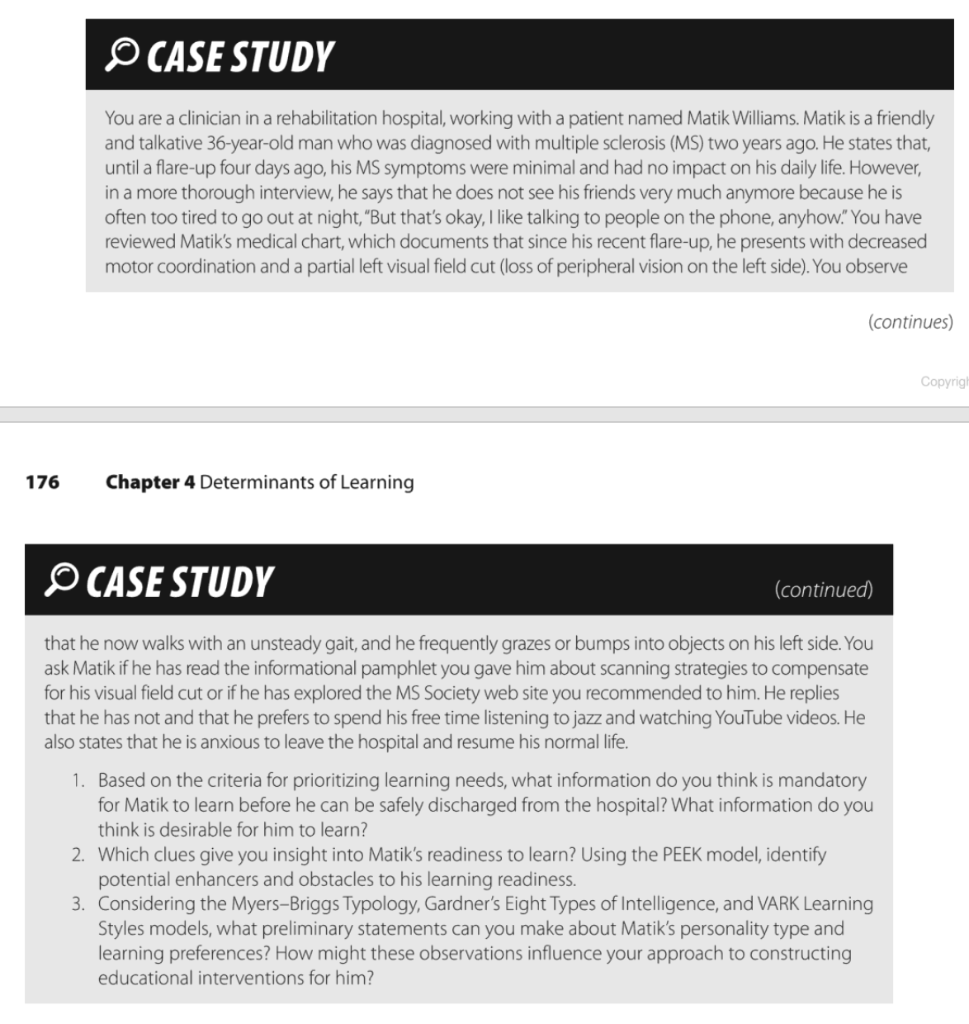 Solved CASE STUDY You are a clinician in a rehabilitation | Chegg.com