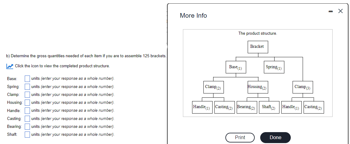 Solved More Info The product structure. Bracket b) Determine | Chegg.com