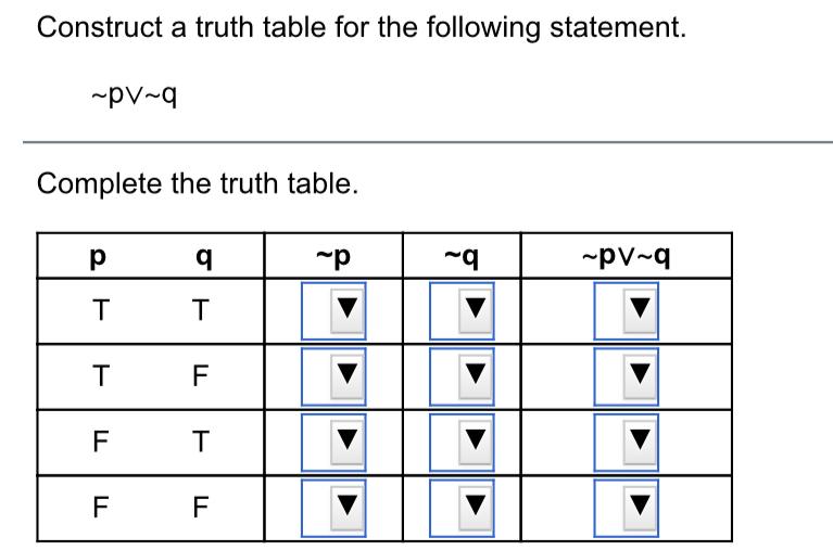 Solved Construct a truth table for the following statement. | Chegg.com