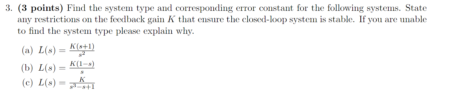 Solved 3. (3 points) Find the system type and corresponding | Chegg.com