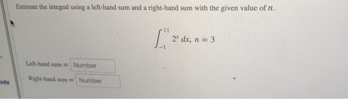 Solved Estimate the integral using a left-hand sum and a | Chegg.com