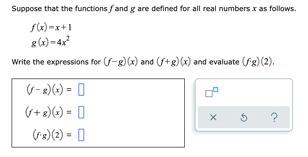 Solved Suppose that the functions f and g are defined for | Chegg.com