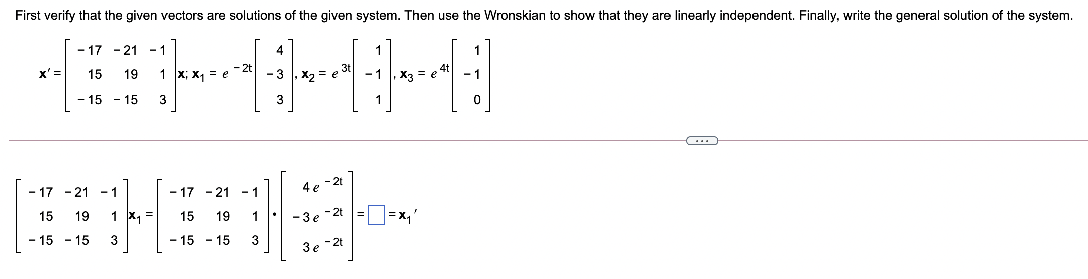 Solved First verify that the given vectors are solutions of | Chegg.com