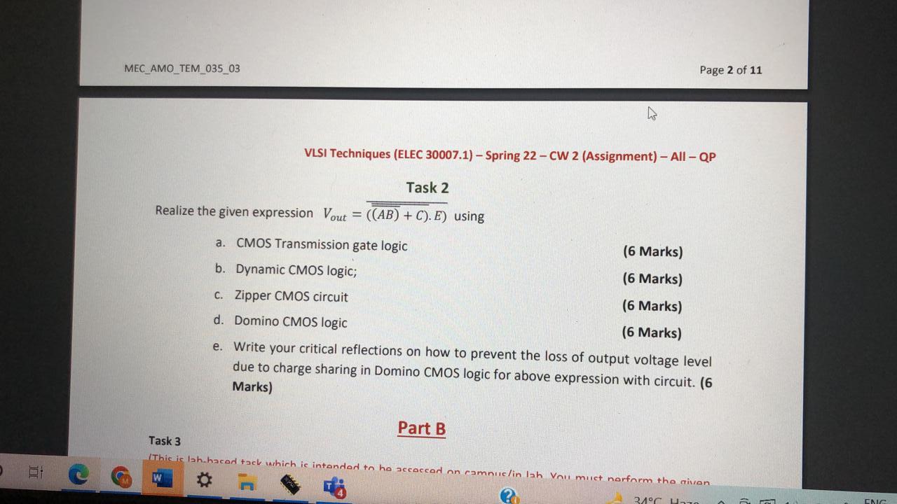 Solved O MEC_AMO TEM_035_03 k VLSI Techniques (ELEC 30007.1) | Chegg.com