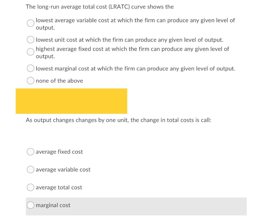 Solved The long-run average total cost (LRATC) curve shows | Chegg.com