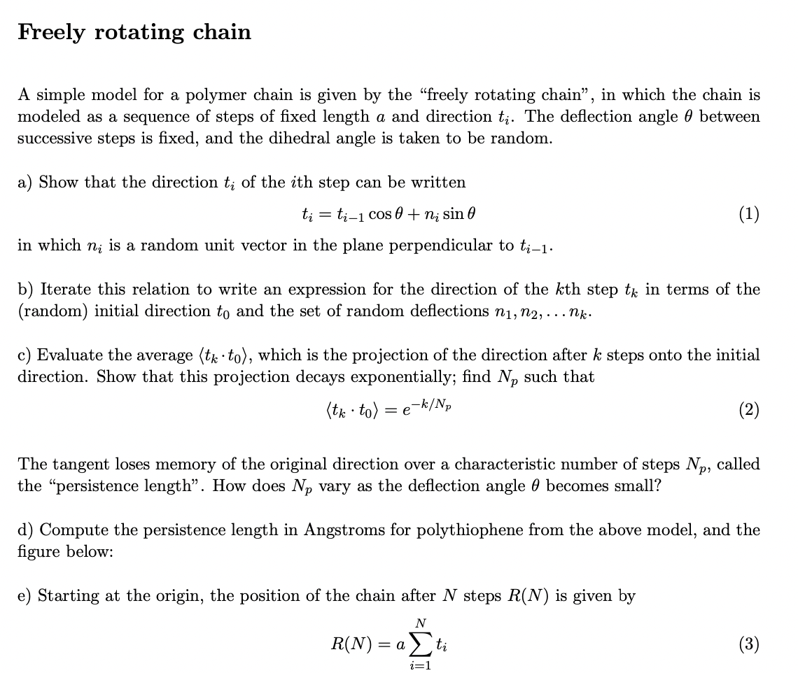 Solved A simple model for a polymer chain is given by the | Chegg.com