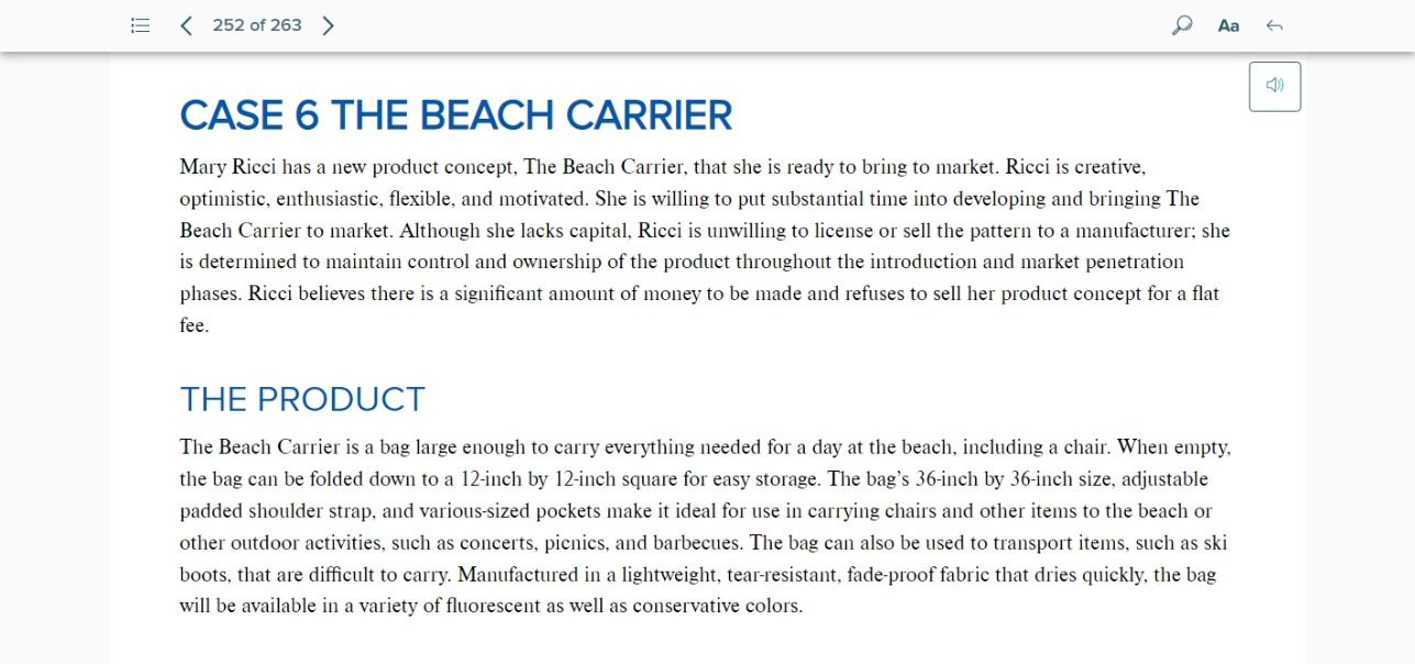 Solved Mary Ricci has a new product concept, The Beach | Chegg.com