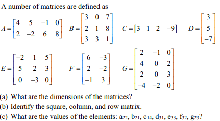 Solved A= 6 A number of matrices are defined as [3 0 77 3 [4 | Chegg.com