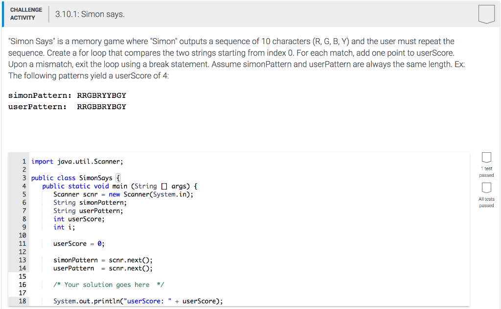 Solved CHALLENGE ACTIVITY 3.10.1: Simon says. "Simon Says" | Chegg.com