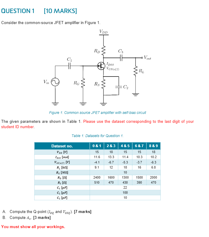 Solved QUESTION 1 (10 MARKS] Consider the common-source JFET | Chegg.com