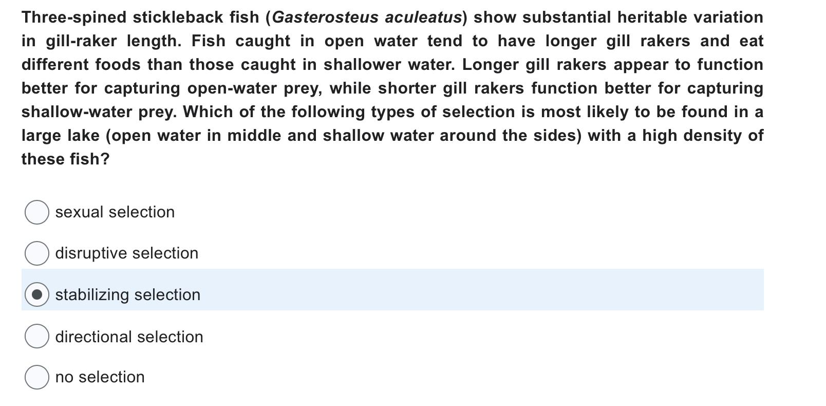 Solved Three-spined stickleback fish (Gasterosteus | Chegg.com