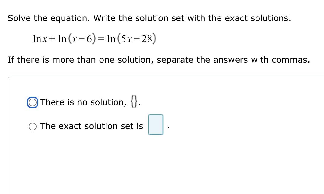 Solved Solve the equation. Write the solution set with the | Chegg.com