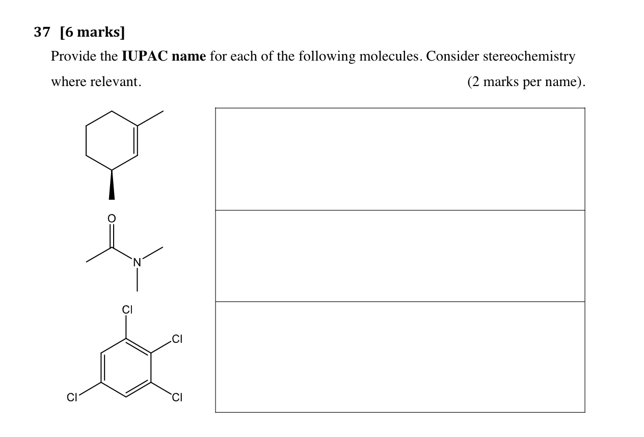 Solved Provide the IUPAC name for each of the following | Chegg.com