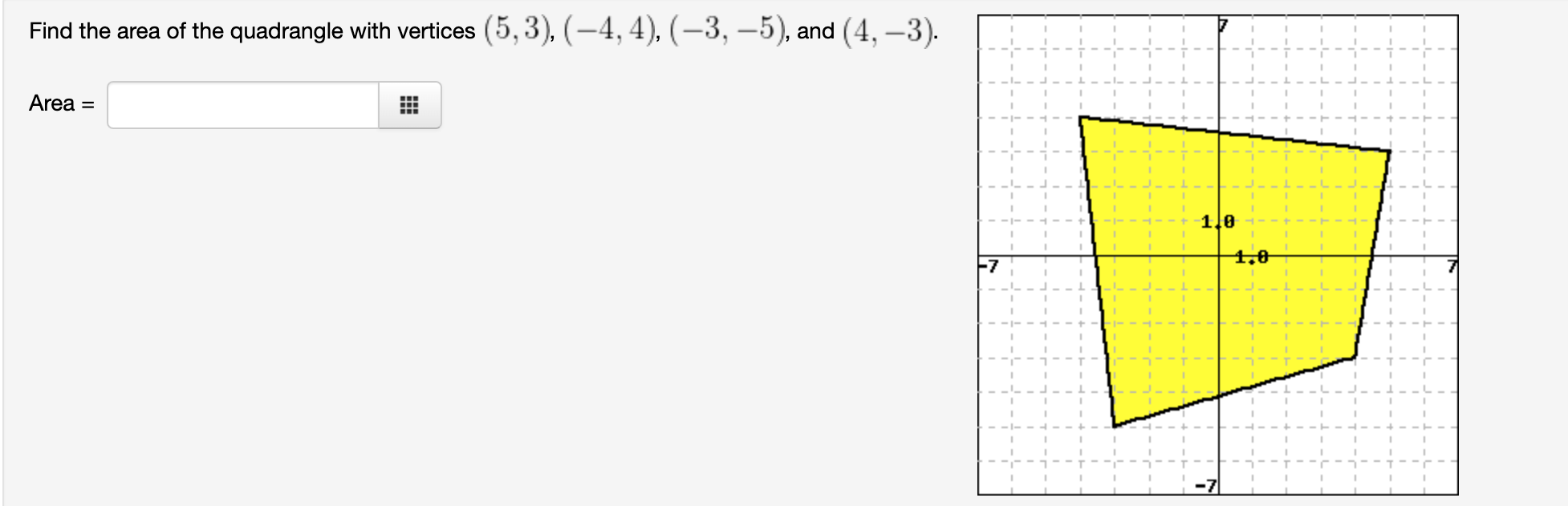 Solved Find the area of the quadrangle with vertices | Chegg.com