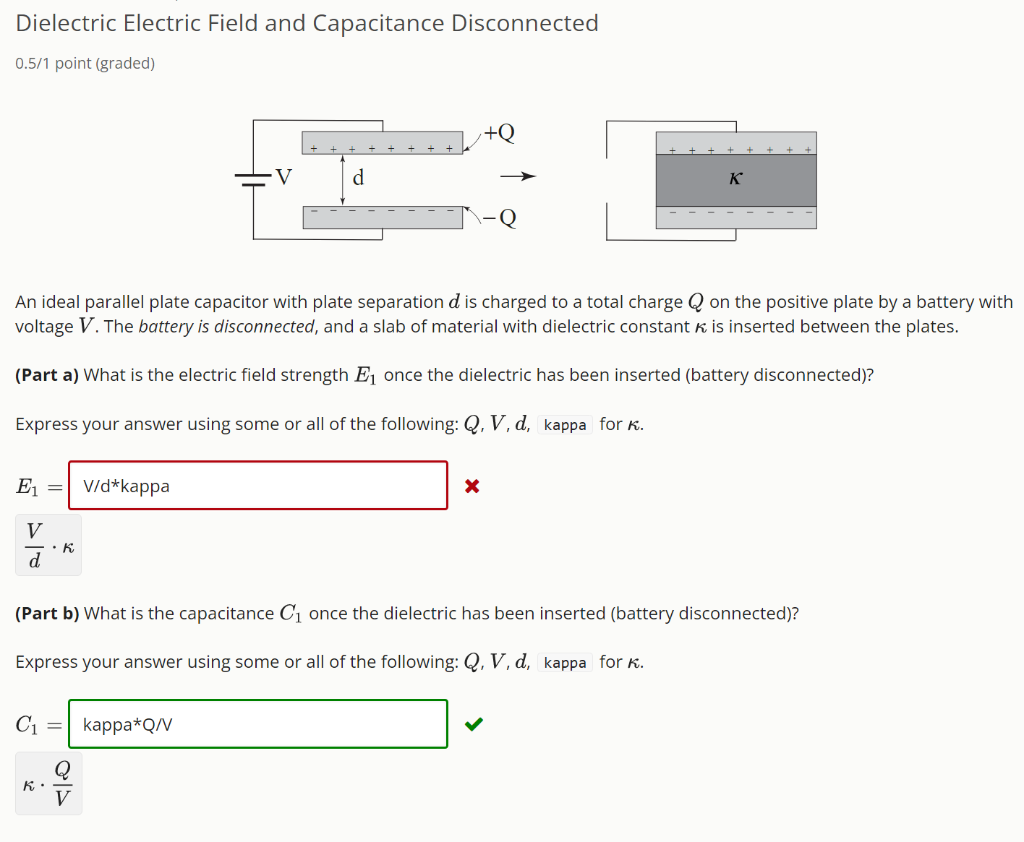 Solved Dielectric Electric Field and Capacitance | Chegg.com