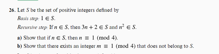 Solved 26. Let S be the set of positive integers defined by | Chegg.com