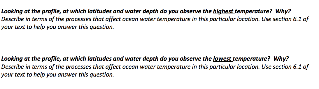 Solved Looking at the profile, at which latitudes and water | Chegg.com